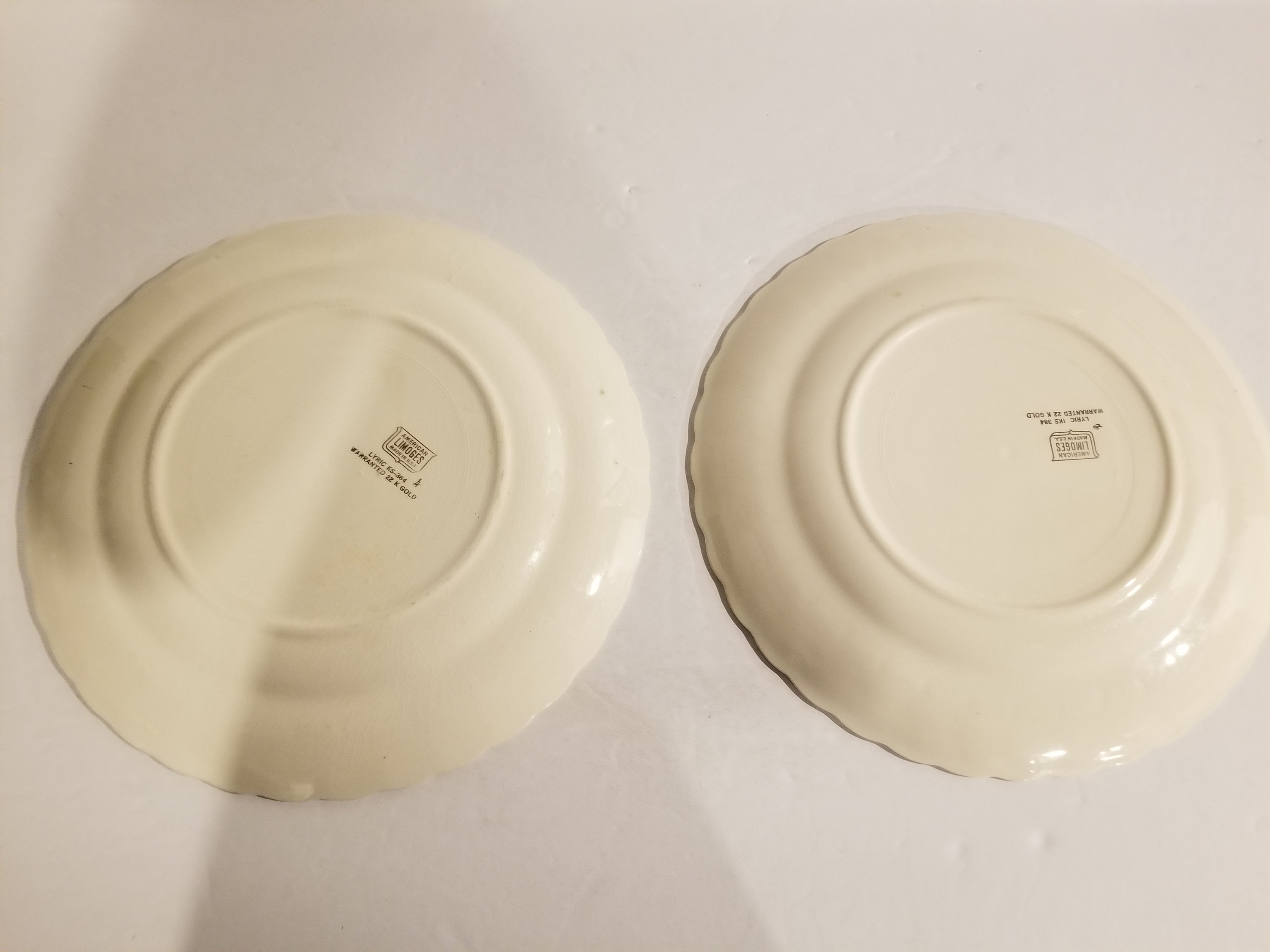American Limoges Lyric KS-384 22k Gold 2 Dinner Plates 9 1/4 Made in ...
