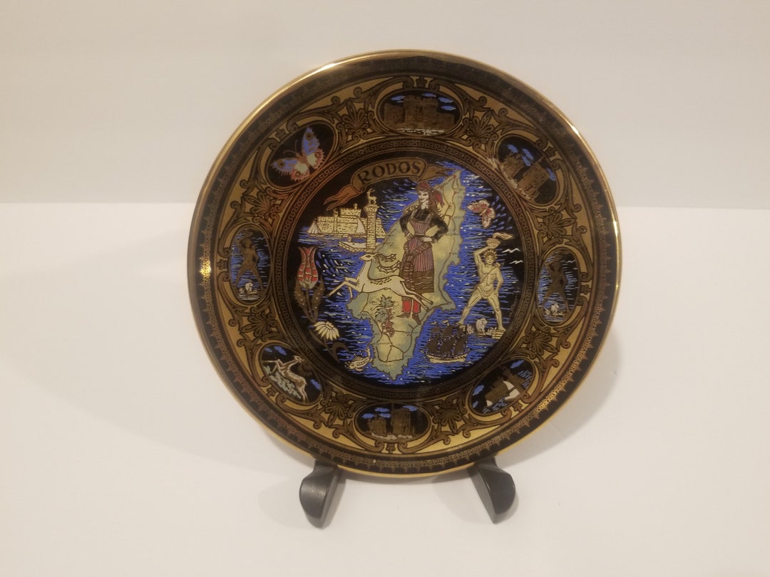 Vintage Plate - Dakas Keramik - Hand Made in Rhodos 24 K Gold Décor - Etsy