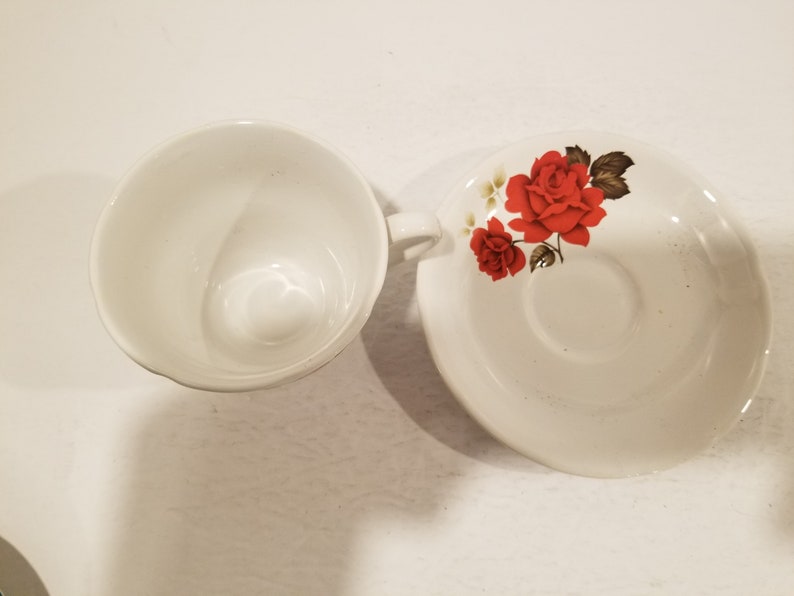 Tam's - Red Rose Pattern - Tea Cup and Saucer - Made in England - Etsy