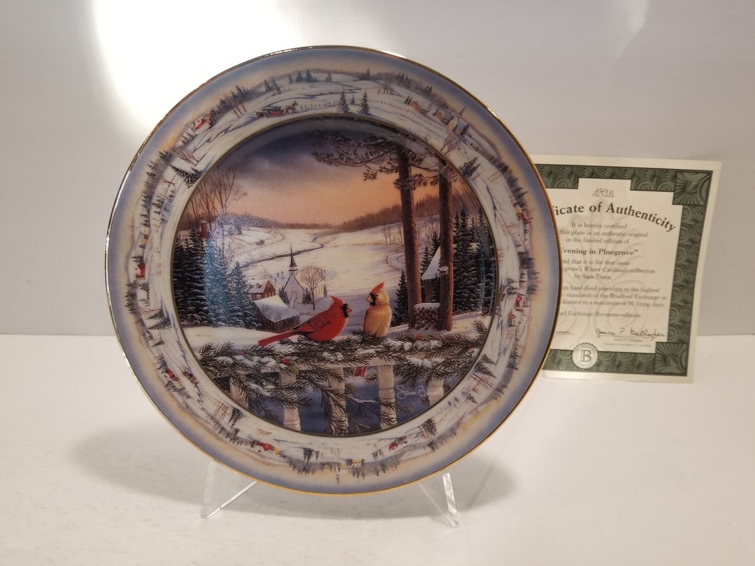 Collector Plate - Pinegrove's Winter Cardinals - Evening in Pinegrove ...