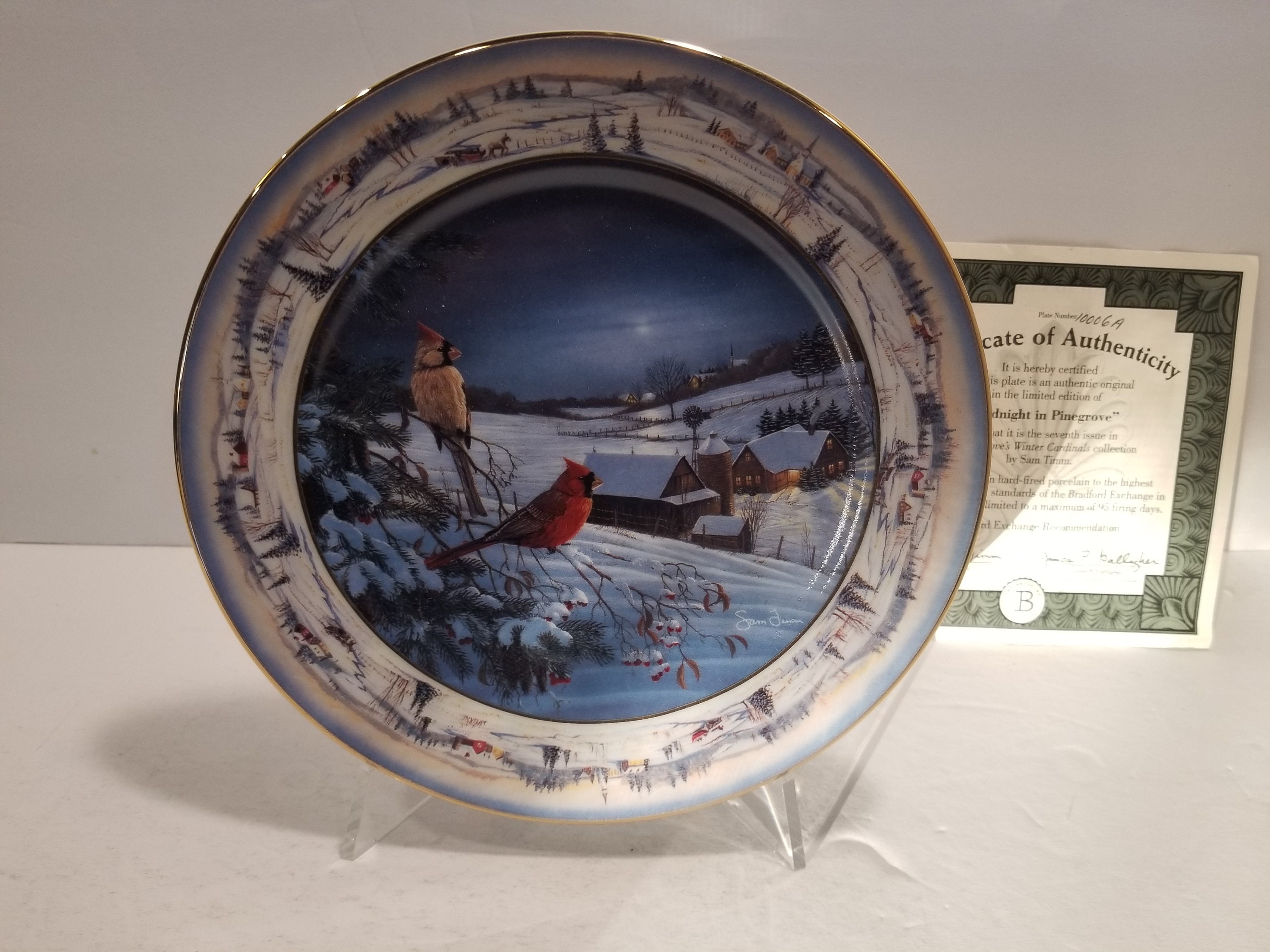 Collector Plate - Pinegrove's Winter Cardinals - Midnight in Pinegrove ...
