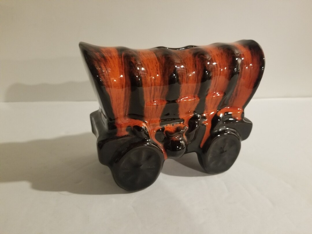Rare Vintage Canuck Pottery - Red Covered Wagon Bank - Made in Canada ...