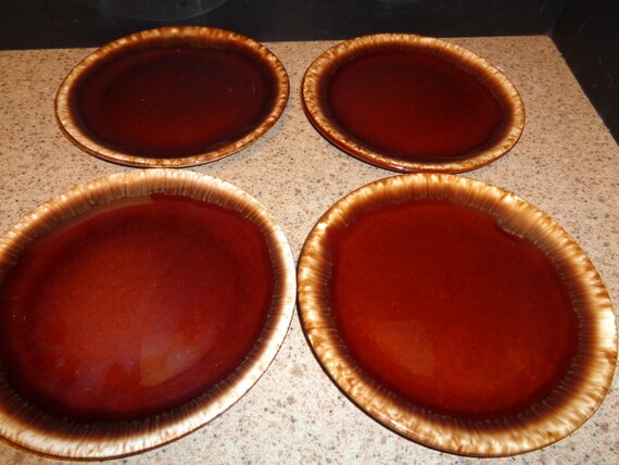 Brown Drip Pottery USA 7 3/8 Desser Salad Sandwich - Etsy