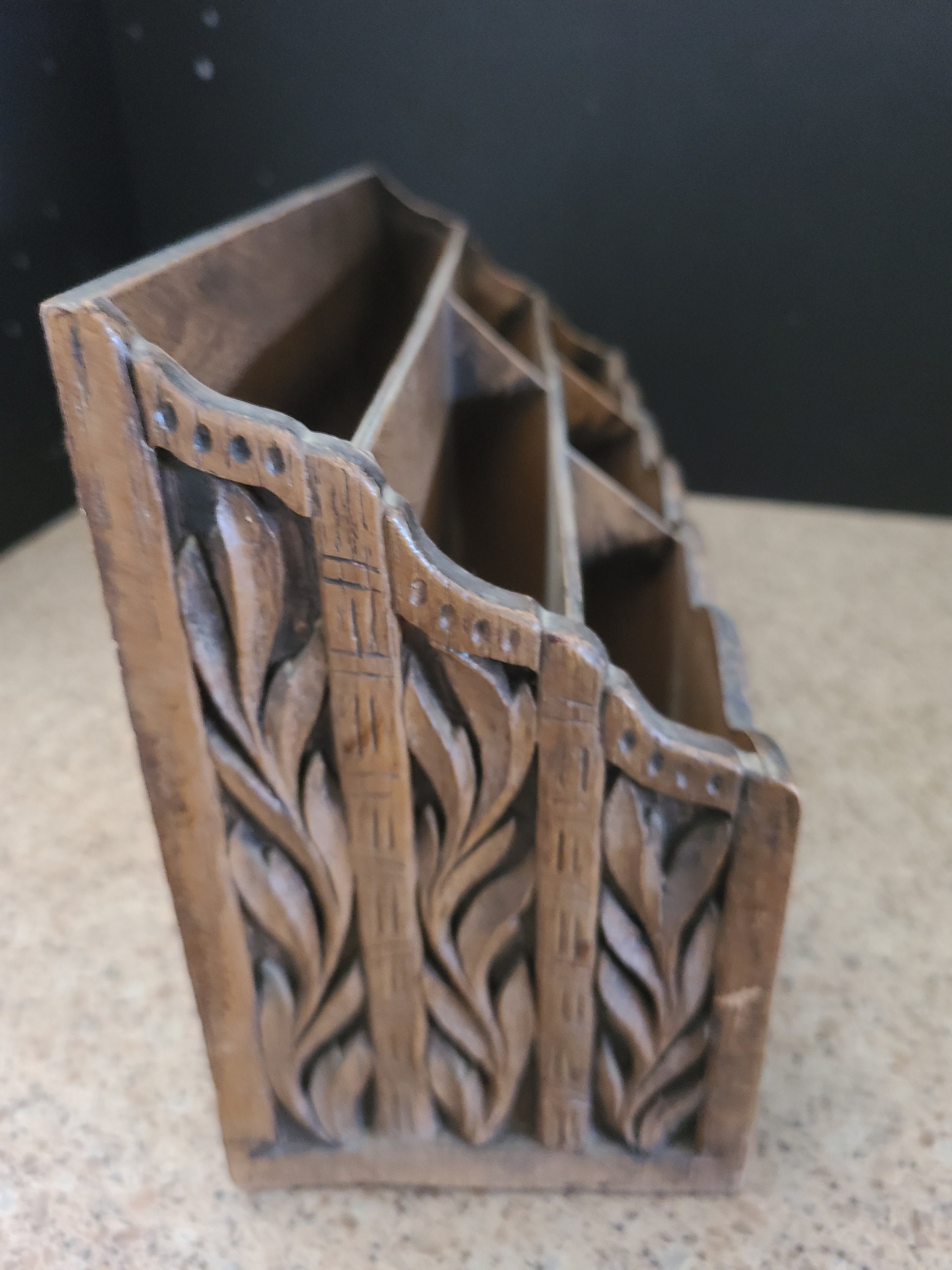 Vintage Desk Top Letter Mail File Holder Organizer Lerner Faux - Etsy