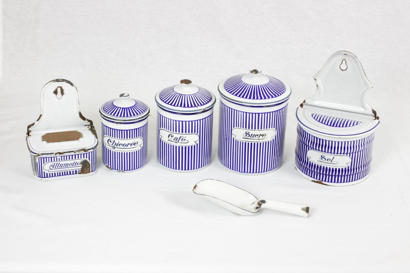 French Enameled Kitchen Canister Set // Enameled Aluminet // - Etsy