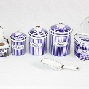 French Enameled Kitchen Canister Set // Enameled Aluminet // - Etsy