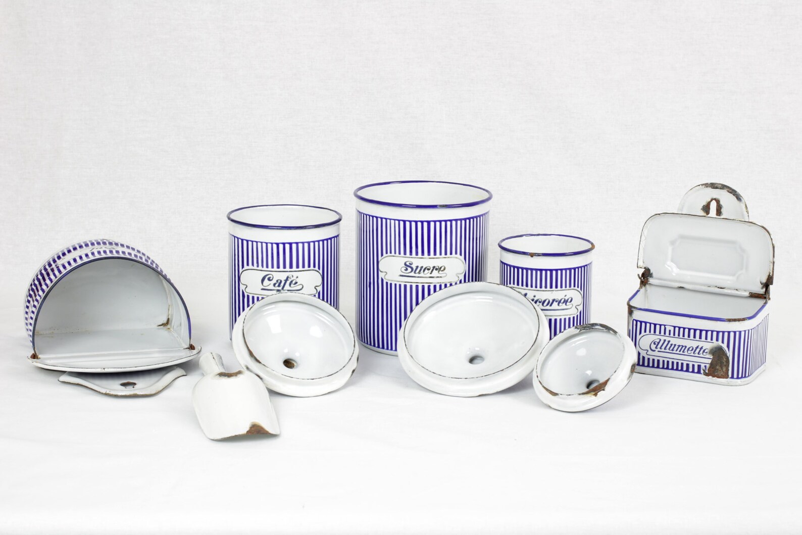 French Enameled Kitchen Canister Set // Enameled Aluminet // - Etsy