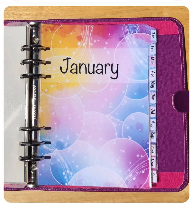 A5 Filofax Dividers - Set of 12 Monthly - Bubble Design Fits the A5 ...