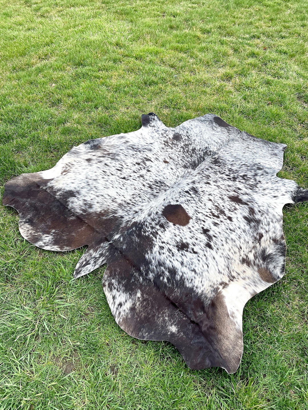 Genuine Salt and Pepper Brazilian Hair on Speckled Cowhide Rug, Cow ...