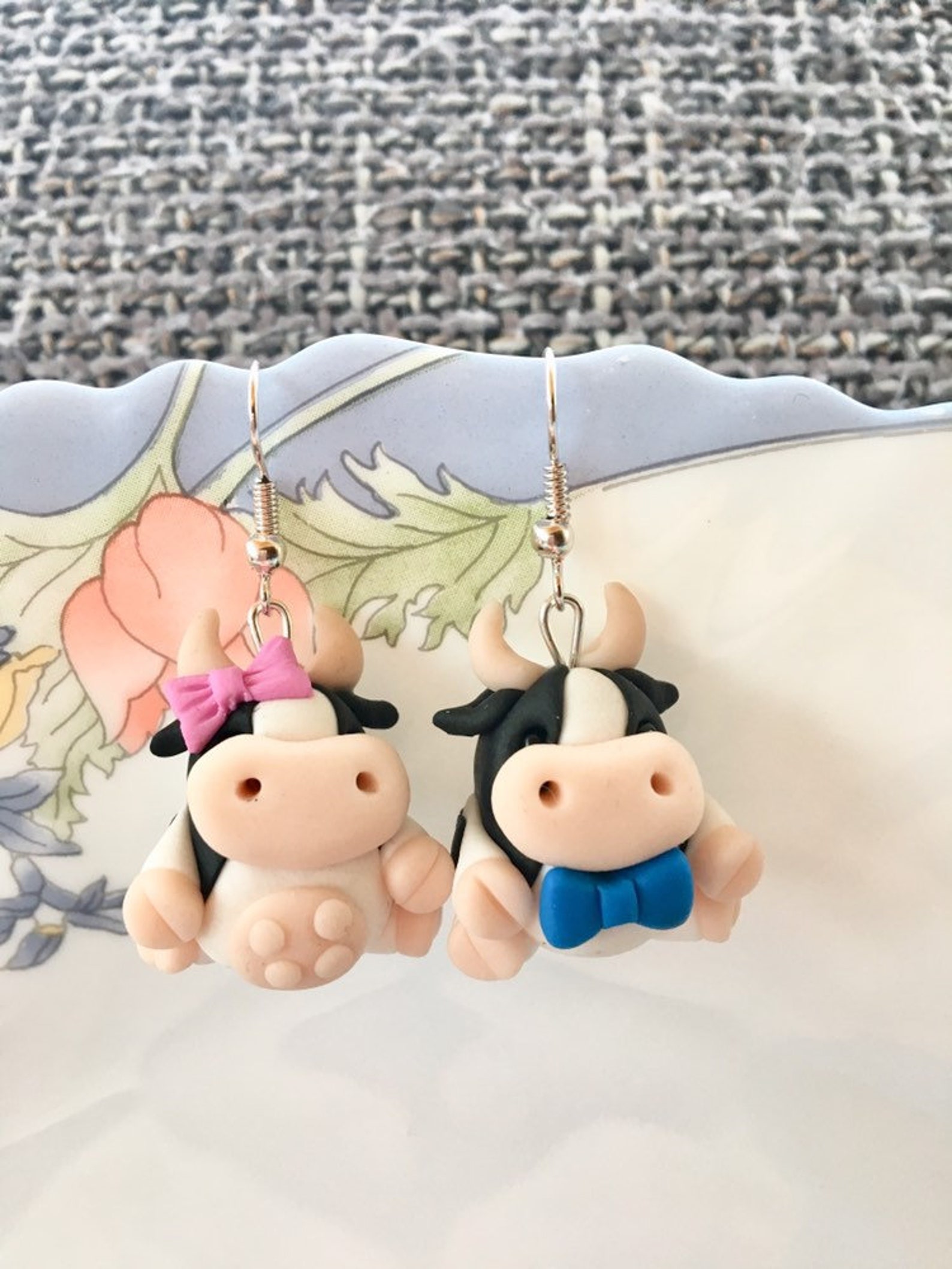 Cowblack and White Cow Pair Polymer Clay Cow Earrings Fimo - Etsy