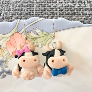 Cow,black and White Cow Pair Polymer Clay Cow Earrings Fimo - Etsy