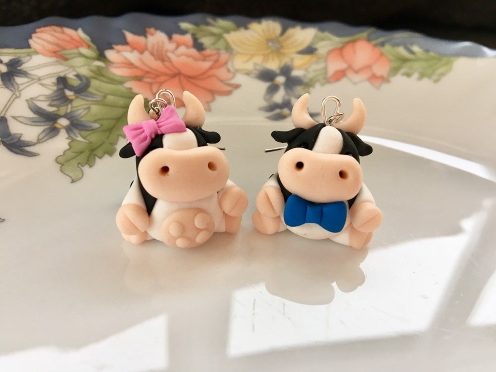 Cowblack and White Cow Pair Polymer Clay Cow Earrings Fimo - Etsy