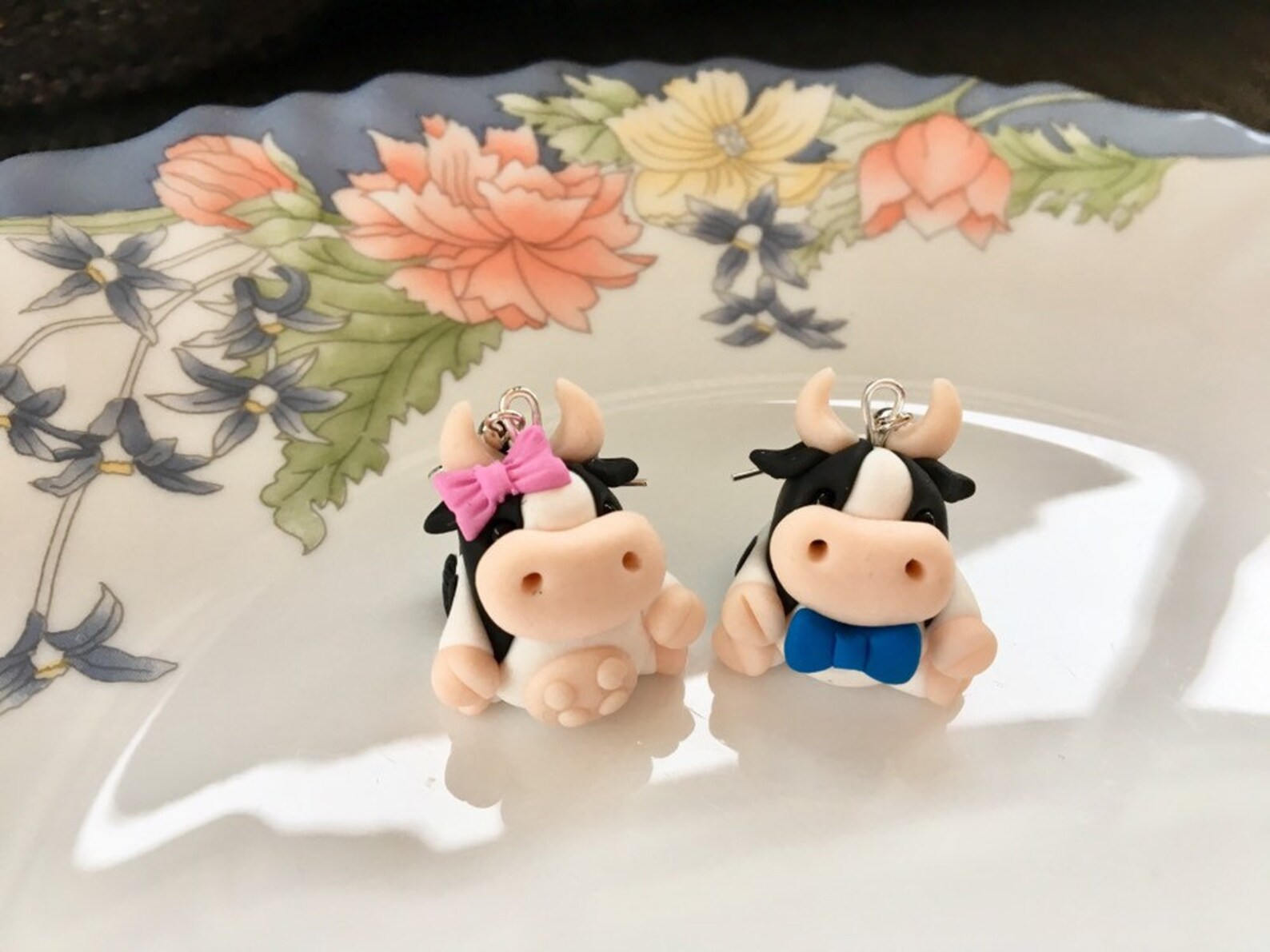 Cowblack and White Cow Pair Polymer Clay Cow Earrings Fimo - Etsy