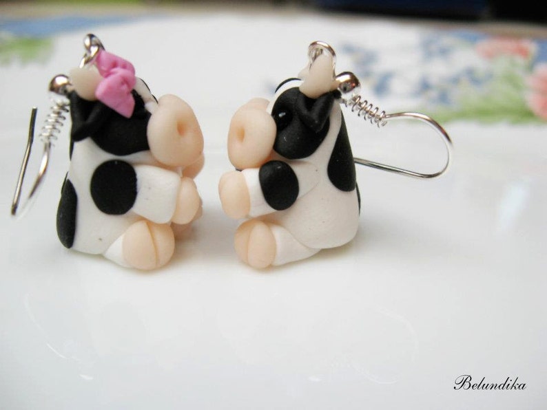 Cowblack and White Cow Pair Polymer Clay Cow Earrings Fimo - Etsy