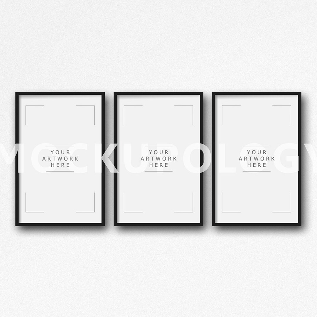 11x17 Digital Frame Mockup, Styled Photography Mockup, Three Black ...