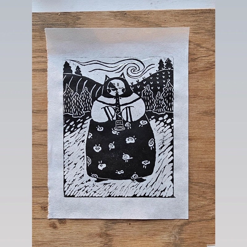 Linocut Folk Art - Etsy