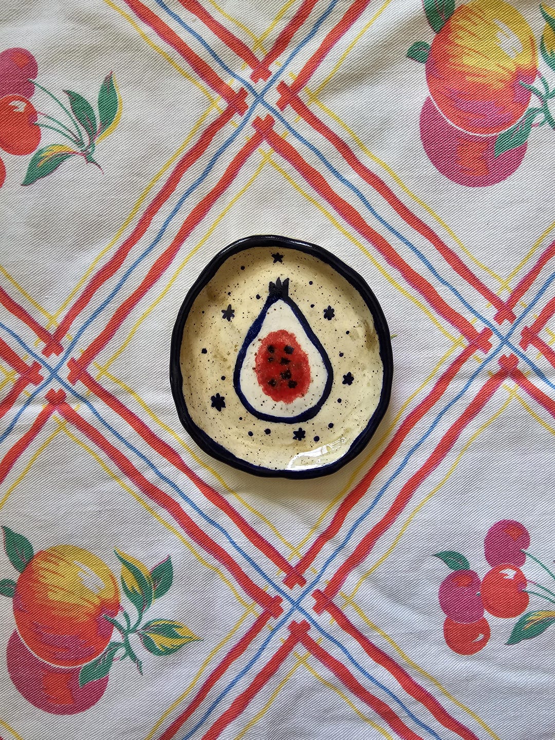 Small Hand-painted Fig Plate - Hand-built Pottery, Handmade Ceramics ...