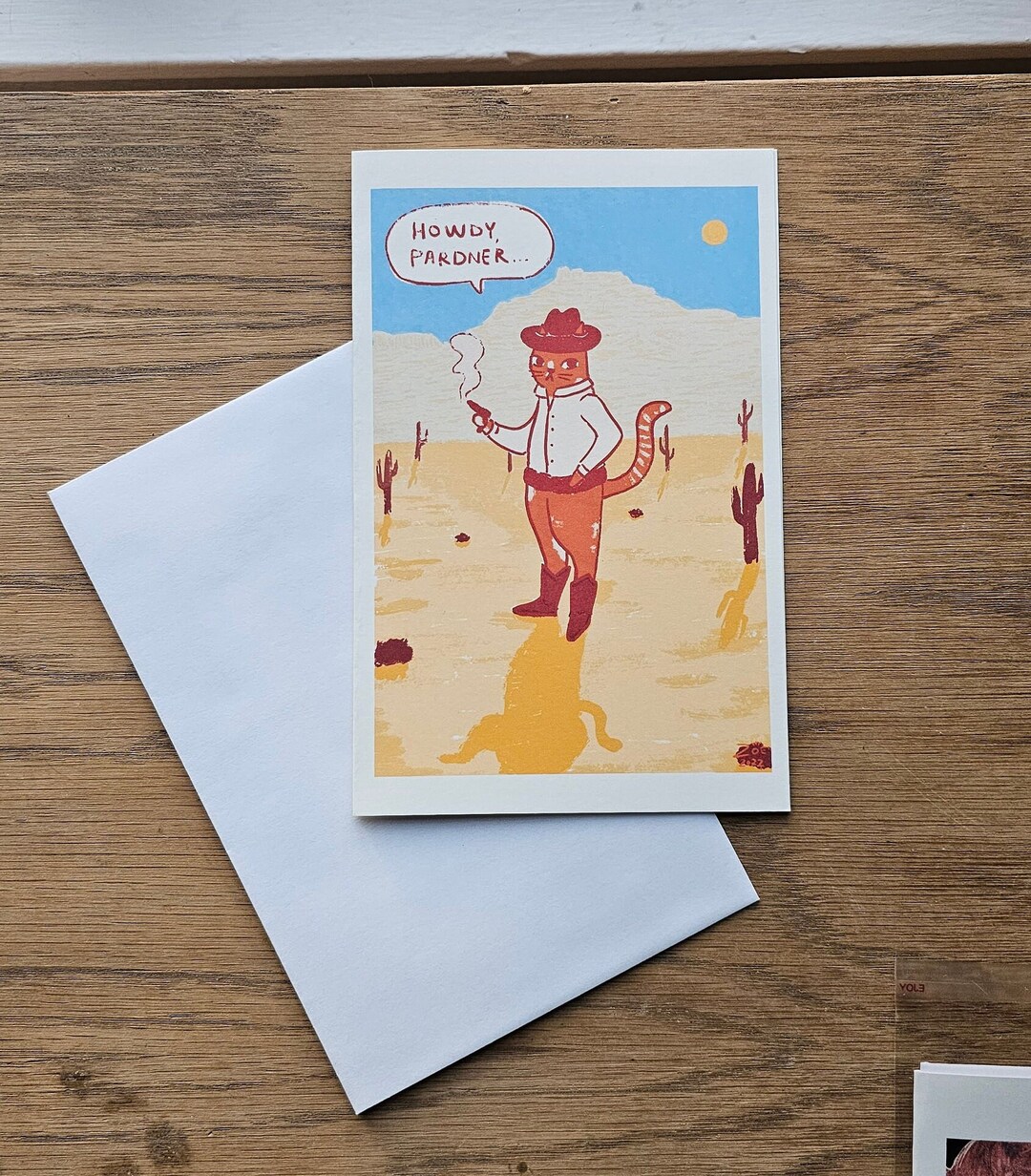 Cowboy Cat I Daytime Desert Card, Blank Card, Greeting Card, Birthday ...
