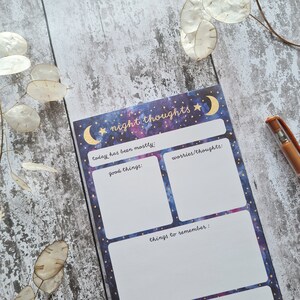 Night Thoughts Notepad A5 Mental Health and Gratitude Pad for Bedtime ...