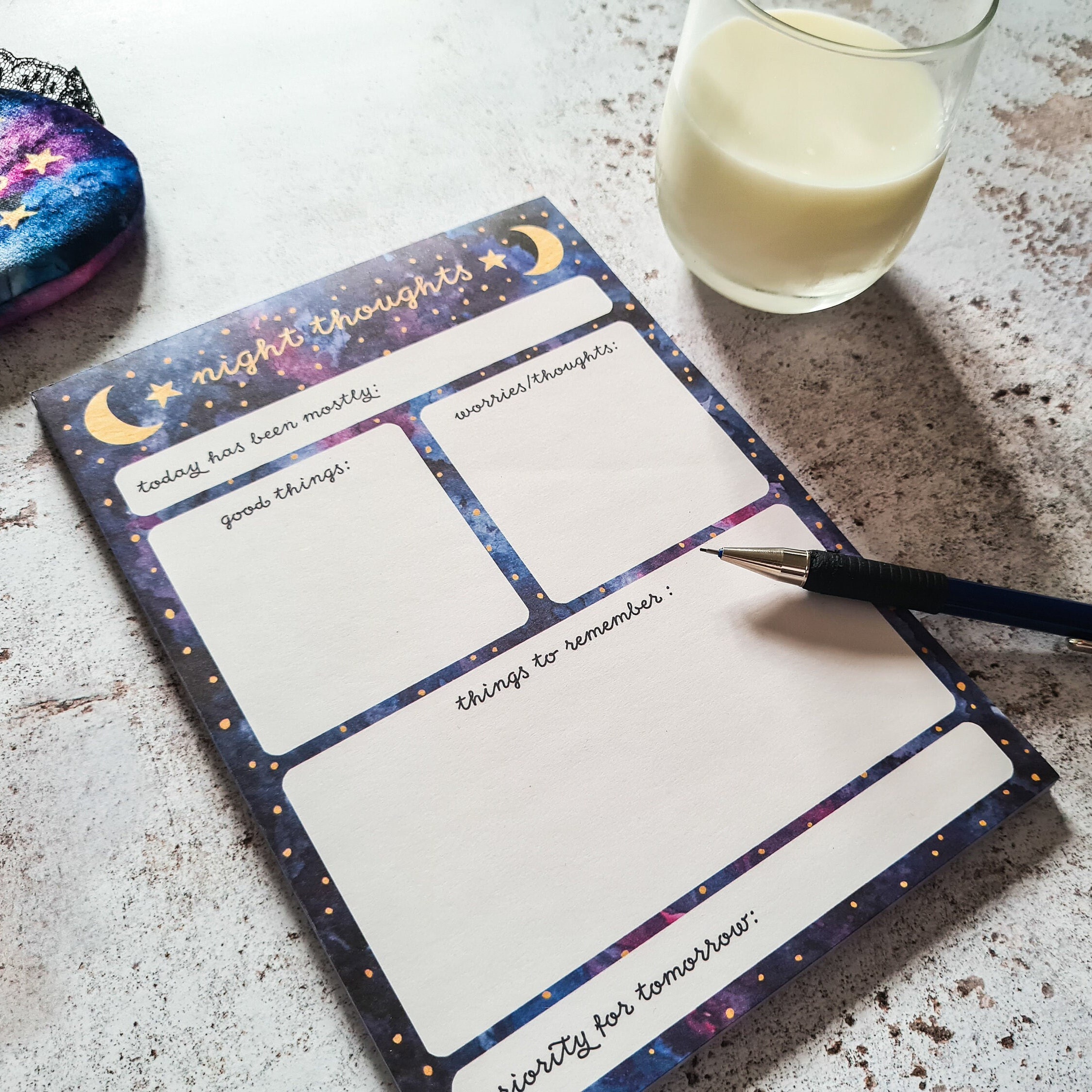 Night Thoughts Notepad A5 Mental Health and Gratitude Pad for Bedtime ...