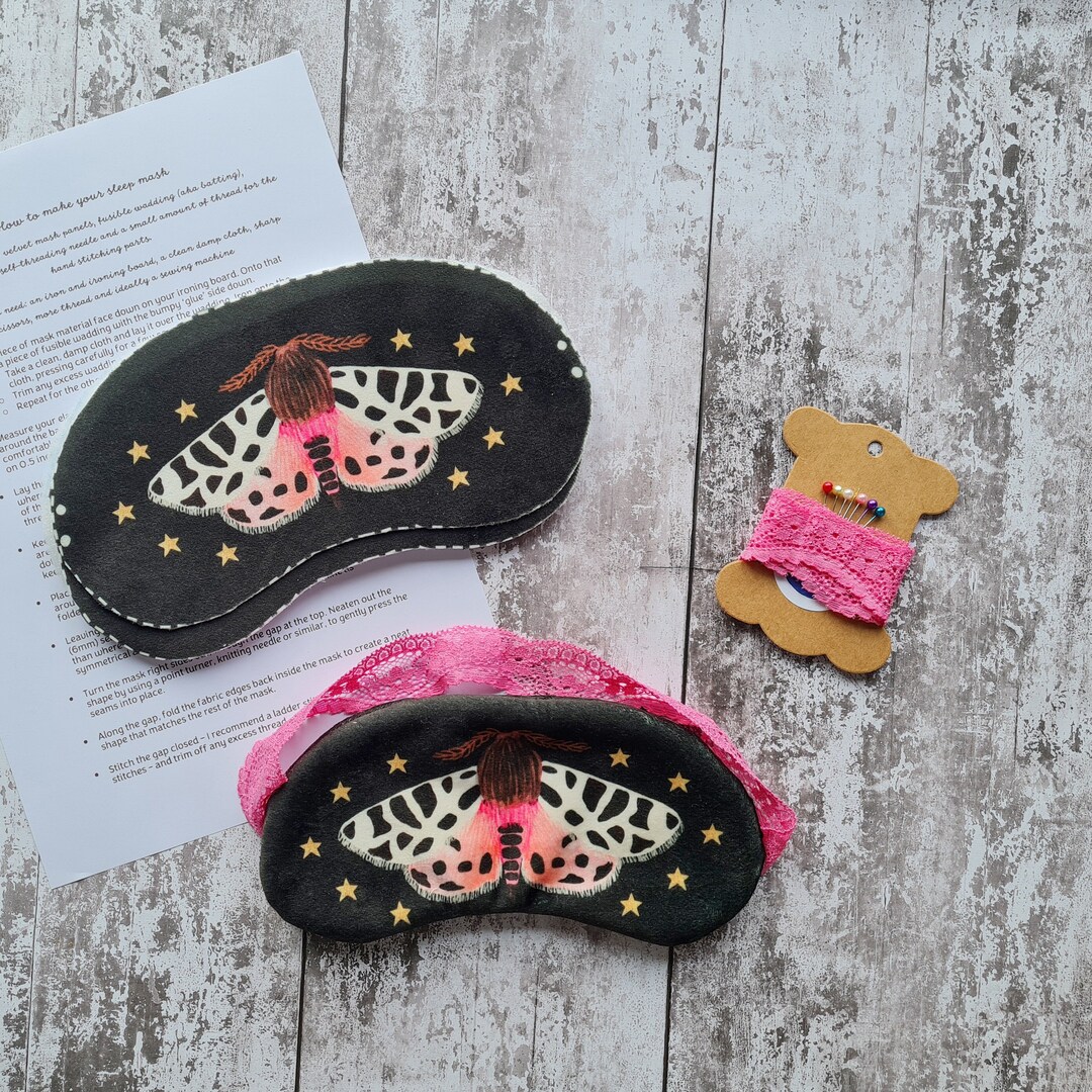 Sew Your Own Kit to Make a Luxury Velvet Sleep Mask Pink Tiger Moth Eye ...