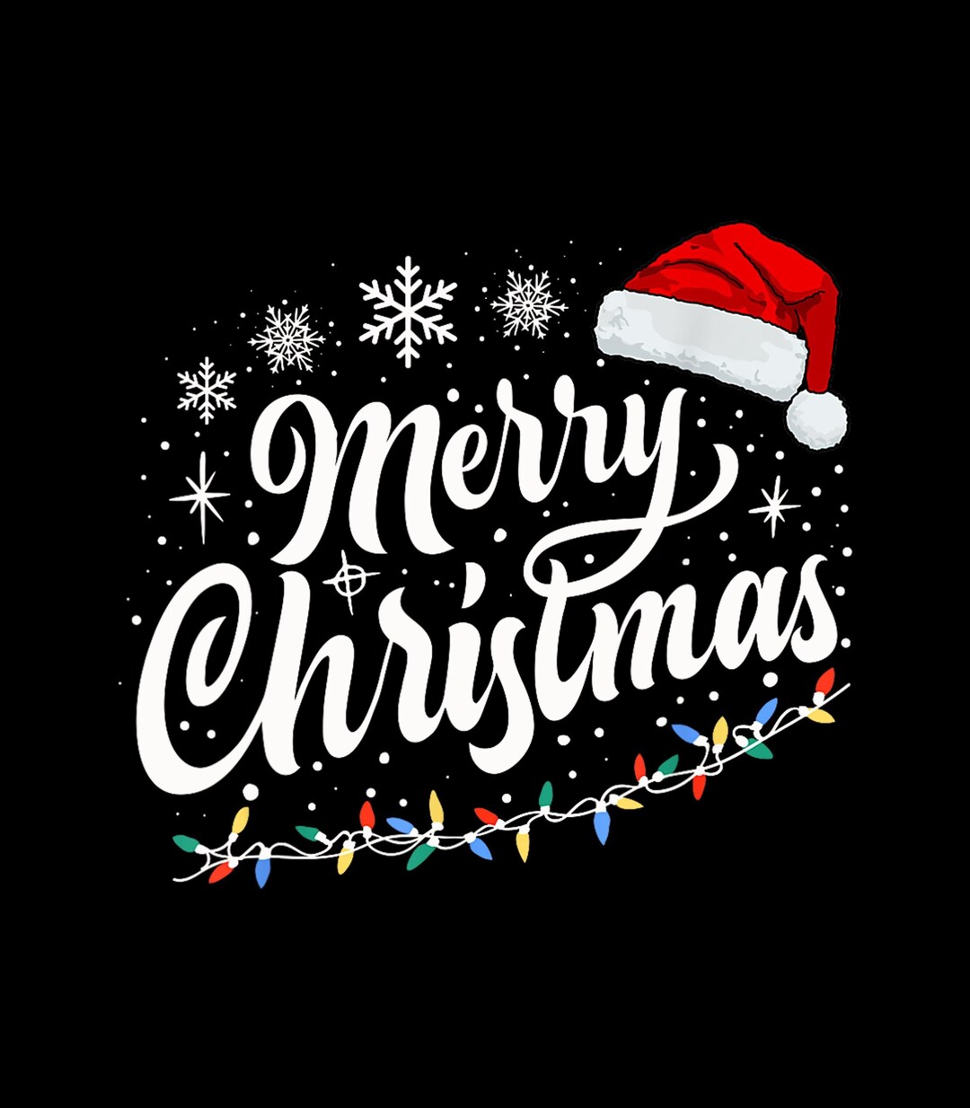 Merry Christmas Lights Red Santa Hat Xmas Family Men Women Digital PNG ...