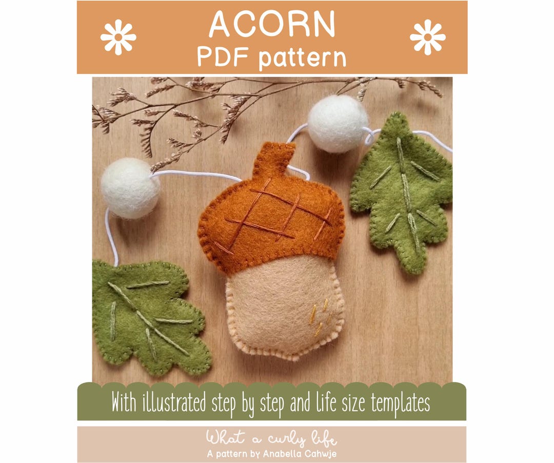 Felt Acorn Ornament and Garland . Autumn Fall and Halloween Project PDF ...