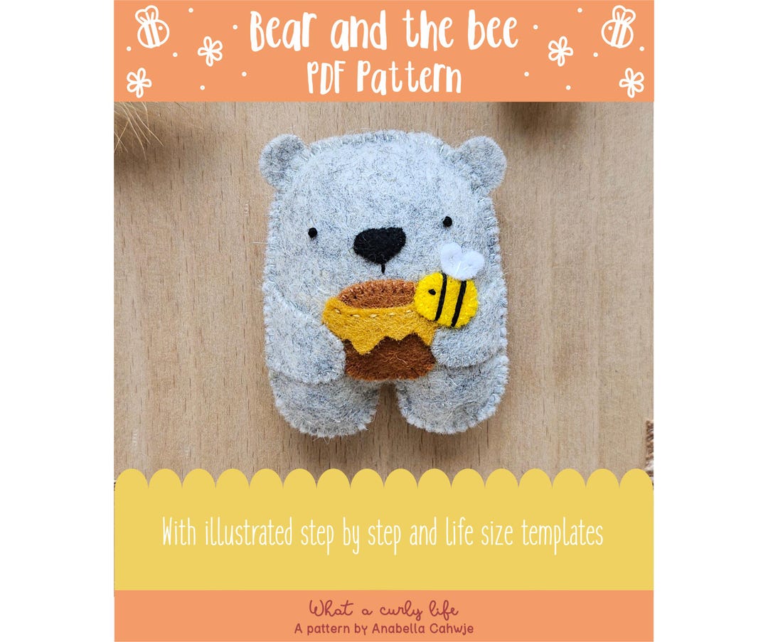 Bear and a Bee PDF Pattern Illustrated Sewing Tutorial Made With Wool ...