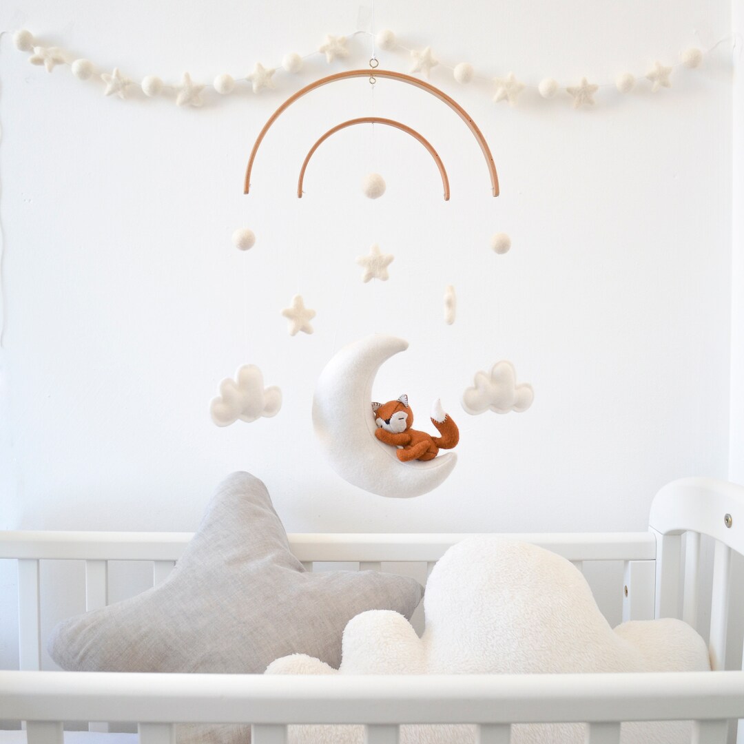 Sleepy Fox Baby Crib Mobile Woodland Animal Cot Mobile Nursery Decor ...
