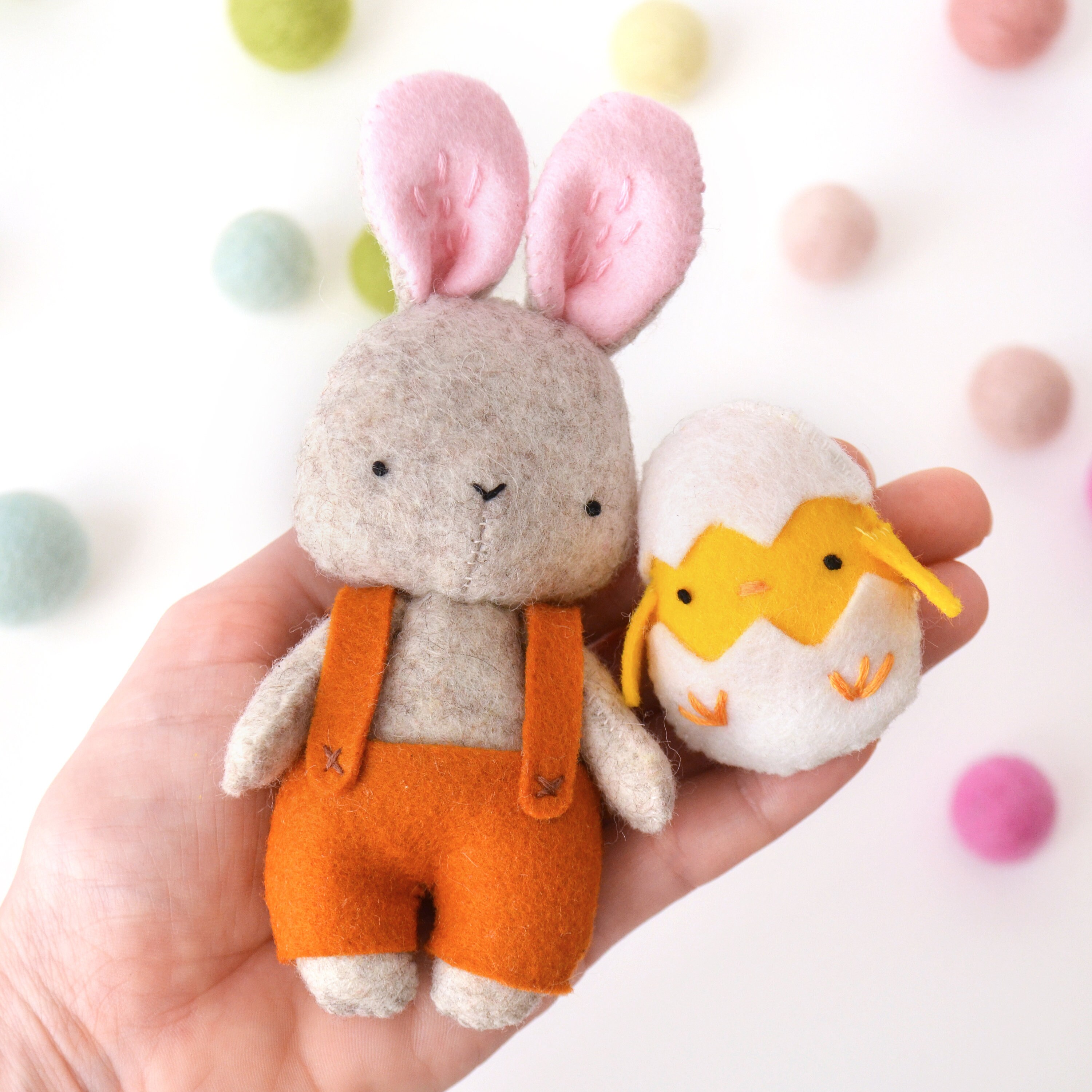 Easter Bunny and Chick sewing tutorial made with wool felt | Etsy