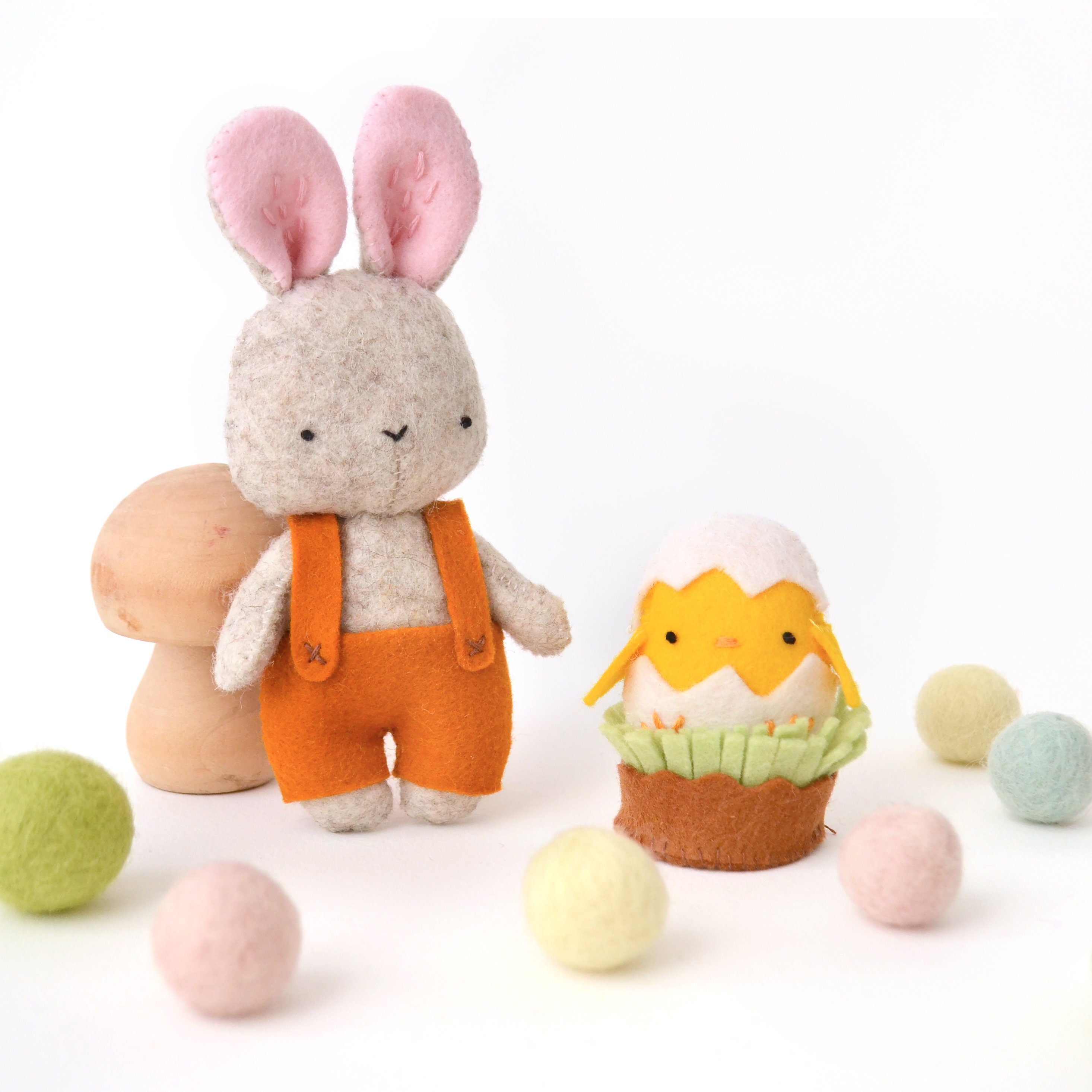 Easter Bunny and Chick Sewing Tutorial Made With Wool Felt ( PDF ...