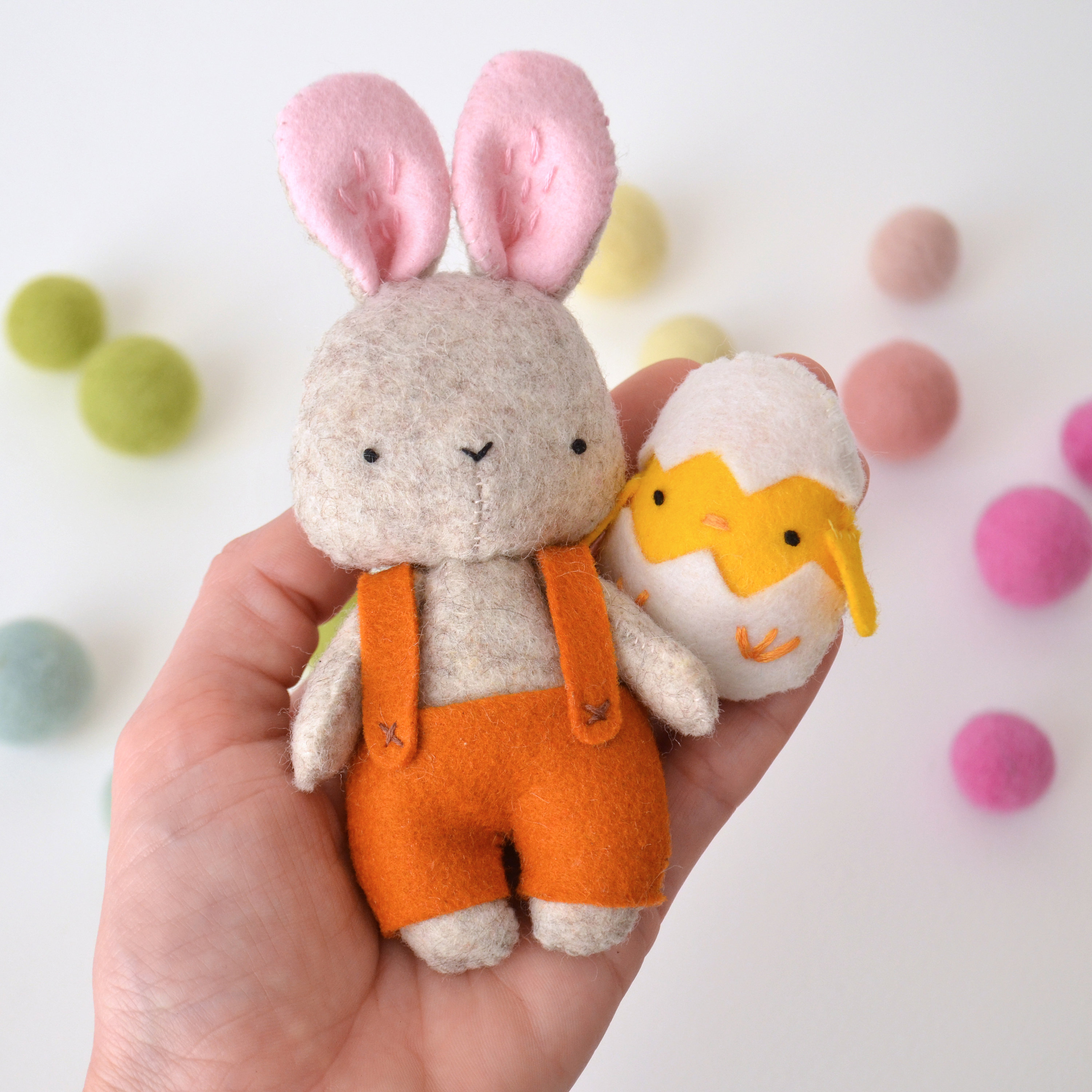 Easter Bunny and Chick sewing tutorial made with wool felt | Etsy