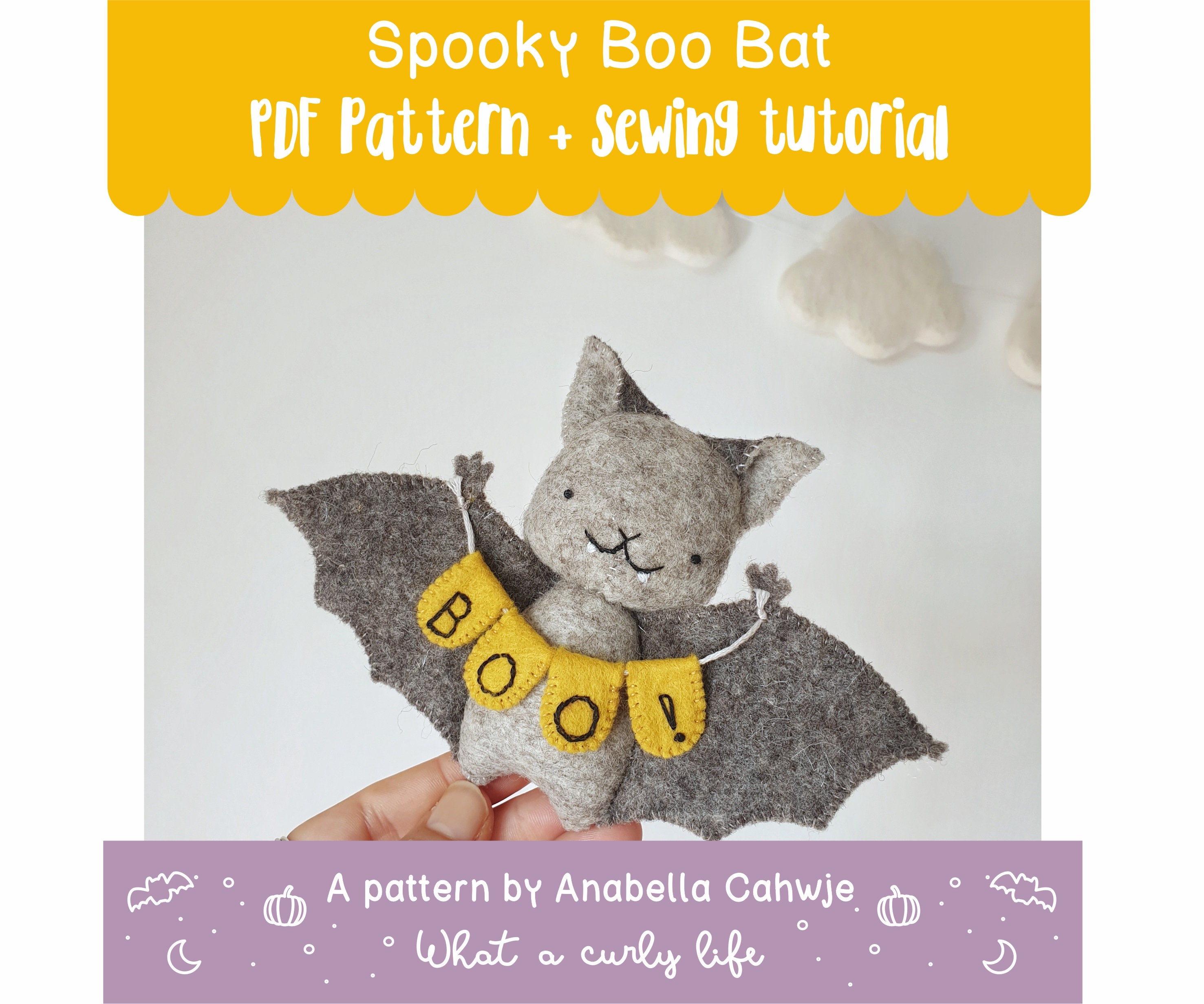 Spooky Boo Bat . Halloween Project PDF Pattern Illustrated Sewing ...