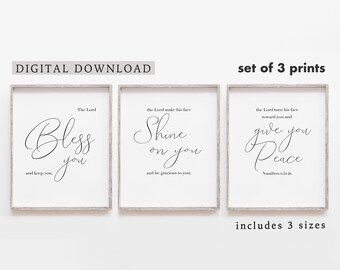 The Lord Bless You and Keep You, Set of 3 Prints, Numbers 6:24-26 ...