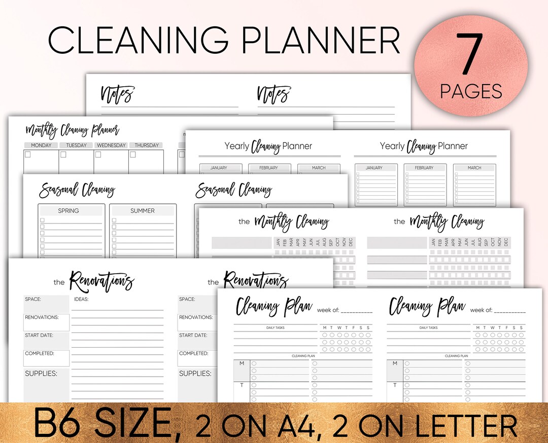 Household Planner Cleaning Schedule Cleaning Planner Cleaning Checklist ...