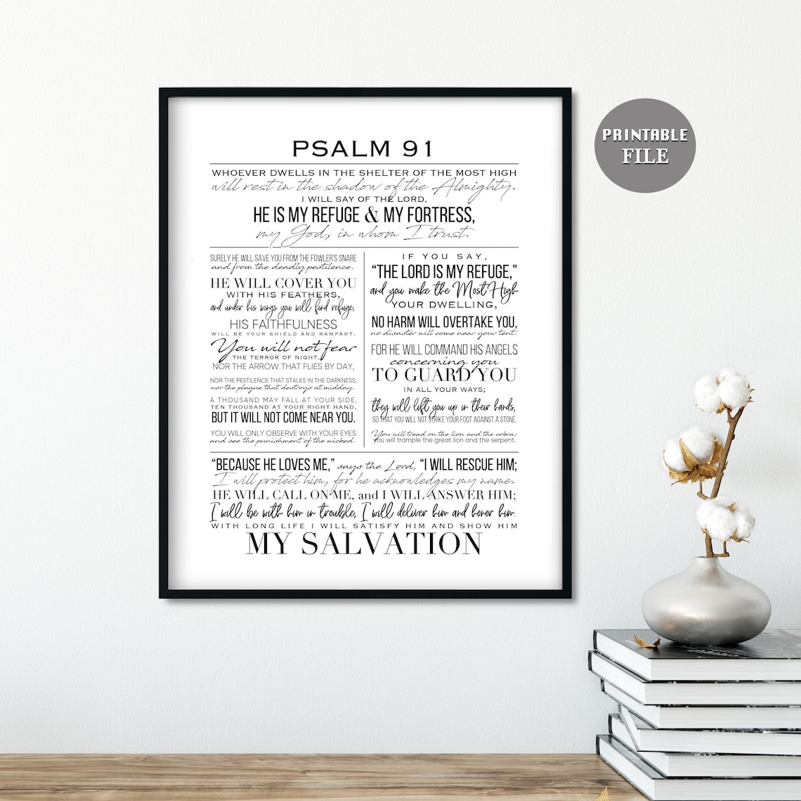 Psalm 91 Printable Bible Verse Wall Art Bible Psalm - Etsy