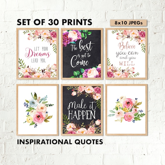 Inspirational Quotes Wall Art Set of 30 prints Watercolor | Etsy