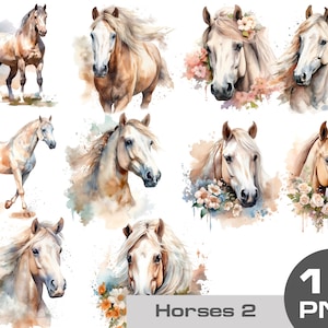 Watercolor Horse Clipart, White Horse Png, Running Horse Png, Horse ...