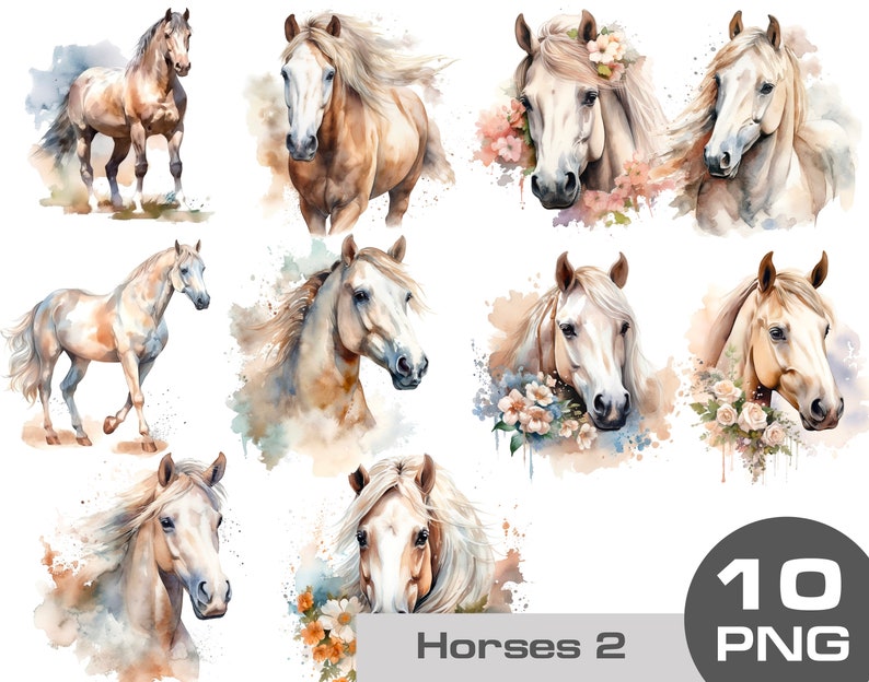 Watercolor Horse Clipart, White Horse Png, Running Horse Png, Horse ...