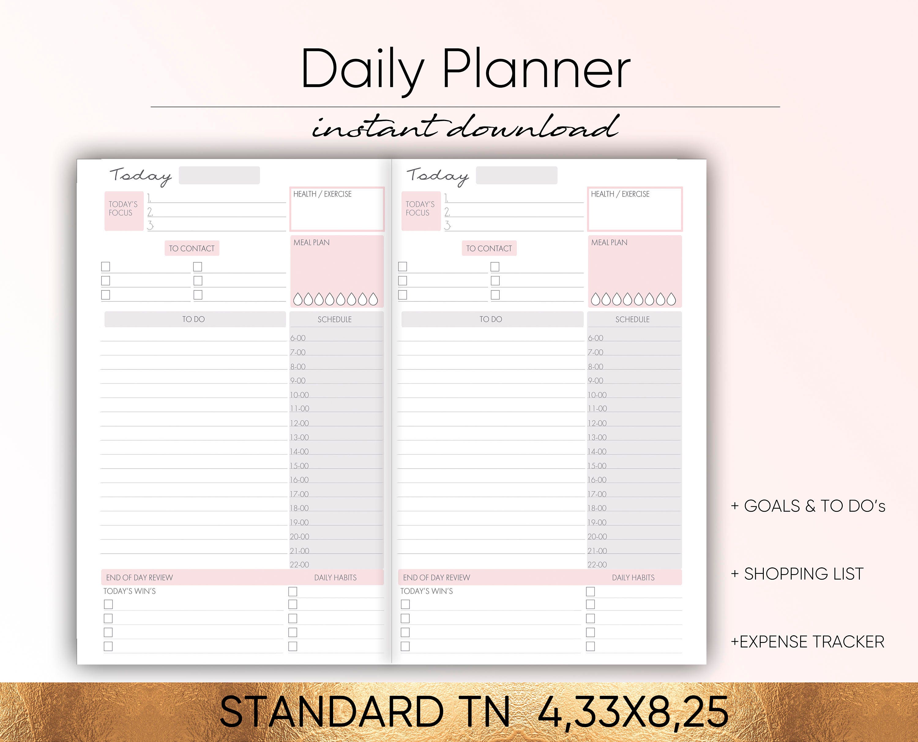 Daily Planner inserts planner inserts MIDORI insert TN | Etsy