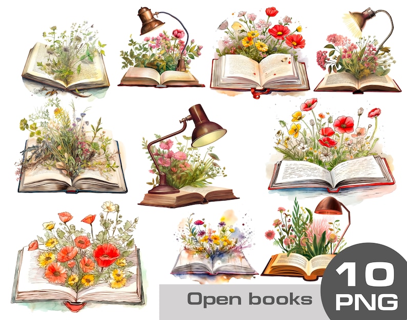 Watercolor Open Book Clipart Watercolor Cozy Book Clipart - Etsy
