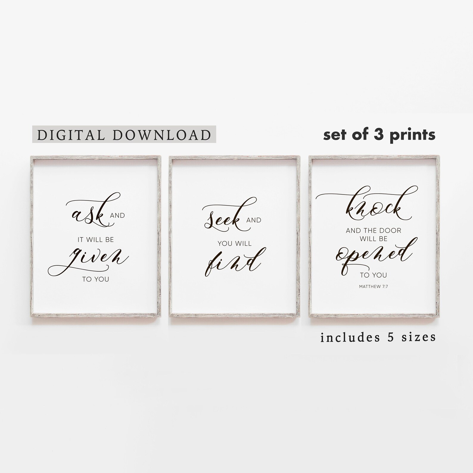 Ask Seek Knock Bible Verse Printable Ask and It Will Be | Etsy