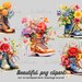 Floral Boots Clipart. Spring Garden Clipart, Watercolor Boots With ...