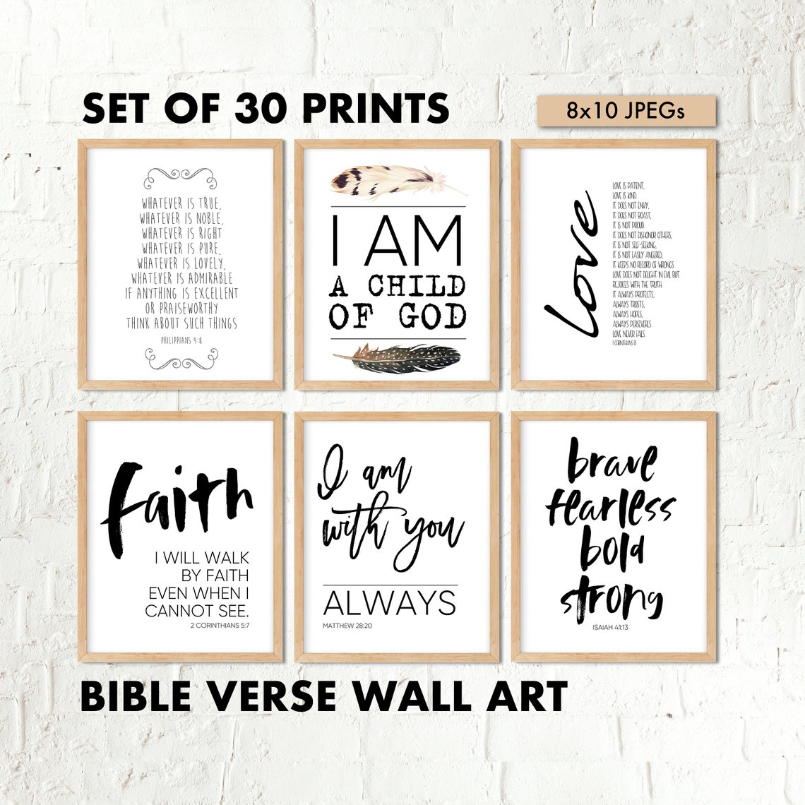 30 Bible Verse Printable Set, Nursery Bible Quote Bundle, Christian ...