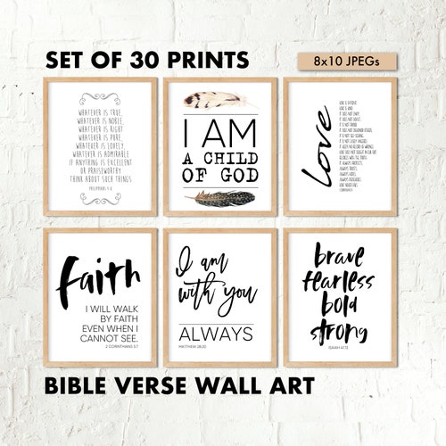 30 Bible Verse Prints Printable Wall Art Scripture Set Bible - Etsy