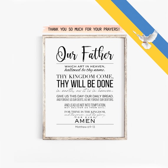 Printable Our Father Prayer Matthew 6:9-13 Bible Verse Wall - Etsy