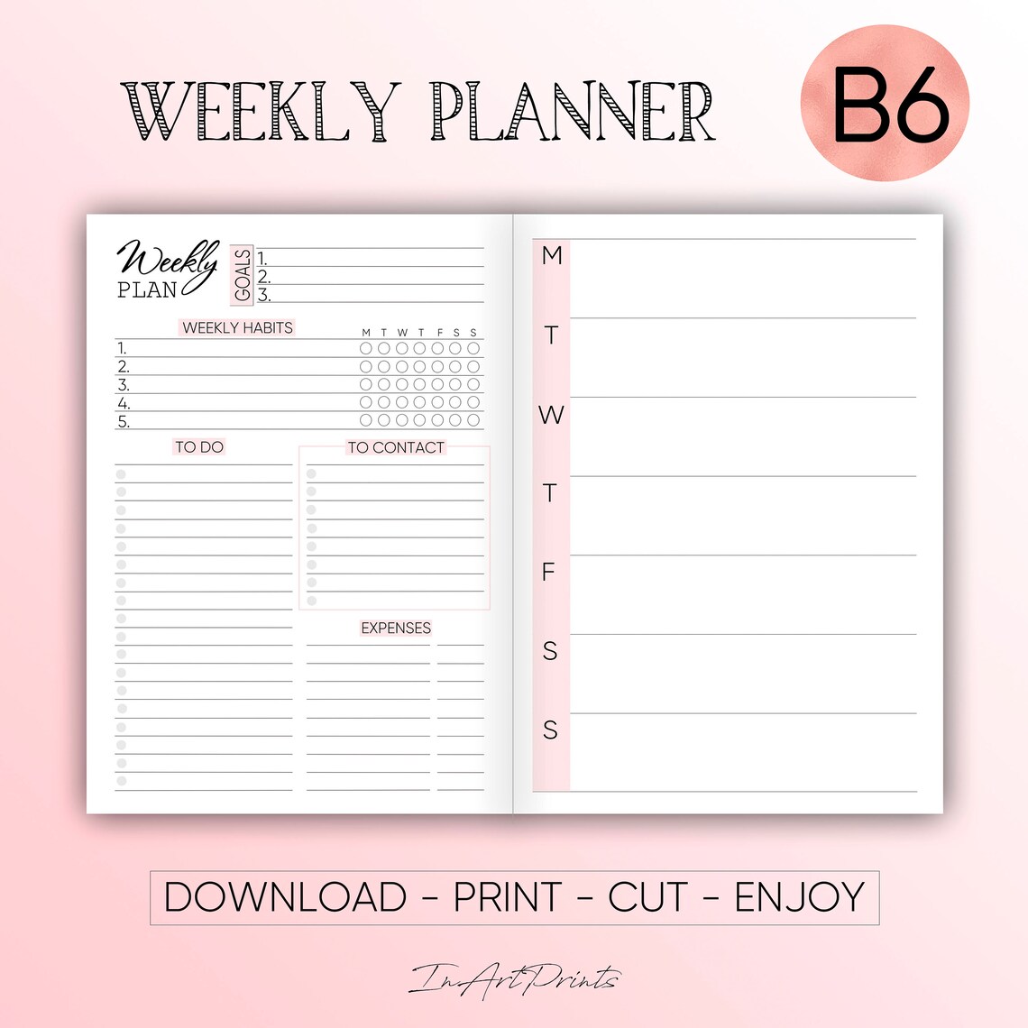 B6 Inserts B6 Travelers Notebook B6 Printable Inserts B6 - Etsy