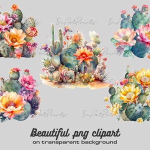 Watercolor Succulent Clipart, Cute Watercolor Cactus Clipart, Succulent ...