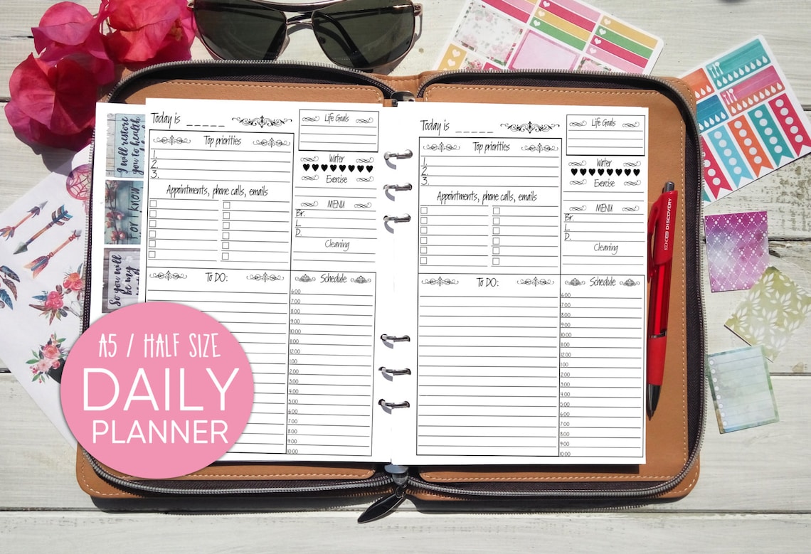 Daily Planner Inserts Planner Inserts Filofax Insert A5 - Etsy