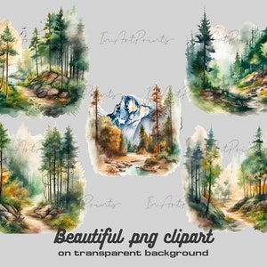 Watercolor Forest Clipart, Wood Clipart, Woodland Clipart, Forest ...